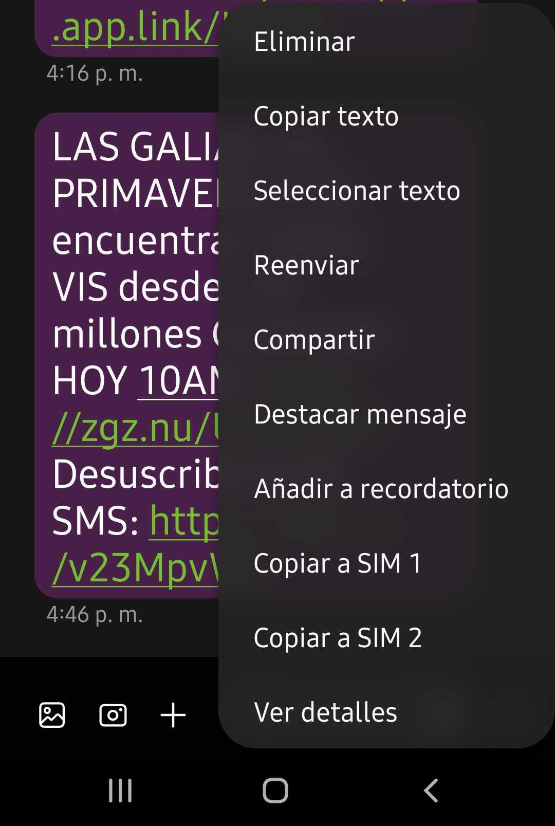¿Cómo enviar información en un mensaje SMS para que sea clicable?